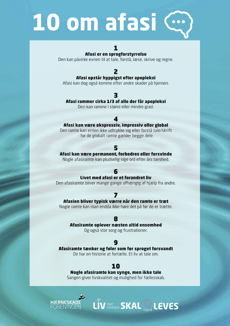 Informationsplakat: 10 0M AFASI. Køb på hjerneskadet.dk